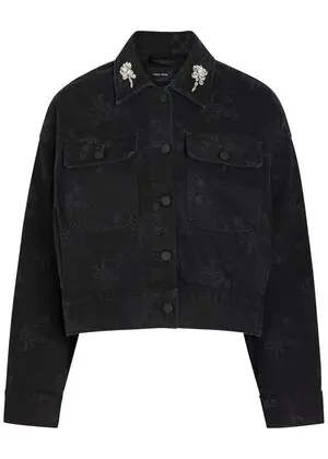 Simone Rocha Crystal-embellished Denim Jacket - Black
