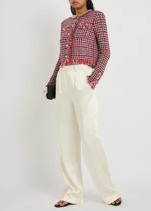 SELF-PORTRAIT Checked-knit Cotton-blend Jacket