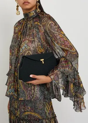 Etro Printed Metallic Silk Shirt With Ruffled Cuffs