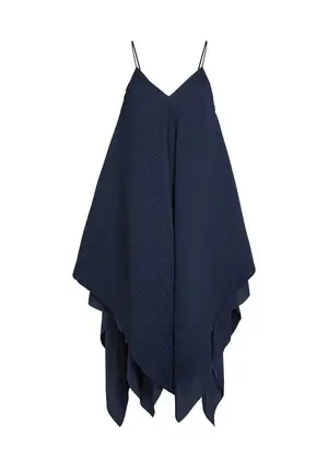 JW Anderson Pleated Asymmetric Chiffon Midi Dress - Navy