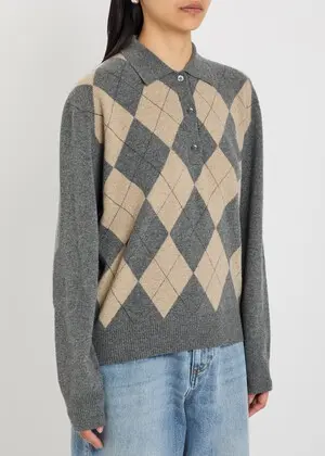 RÓHE Argyle Wool-blend Polo Jumper