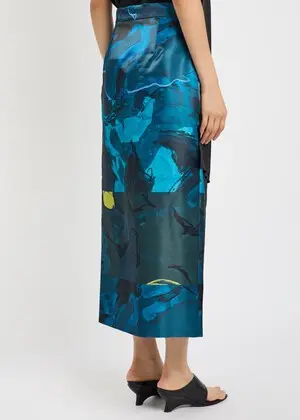 ROKSANDA Irma Printed Moiré Midi Skirt