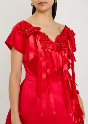 Simone Rocha Duchess Satin Mini Dress With Rosette Appliqués