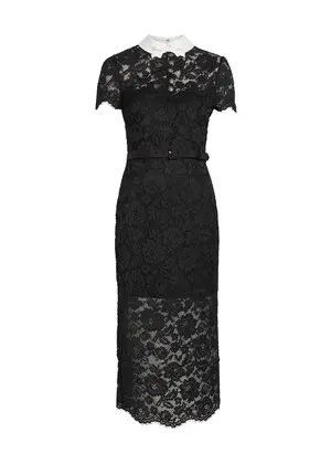 SELF-PORTRAIT Lace Midi Dress - Black