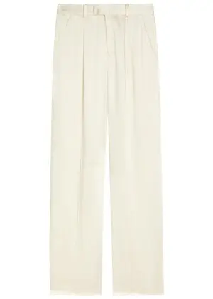 SELF-PORTRAIT Tailored Straight-leg Satin Trousers - Cream