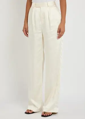 SELF-PORTRAIT Tailored Straight-leg Satin Trousers