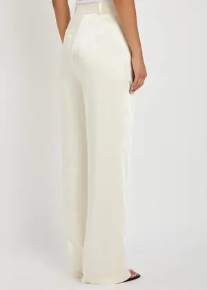 SELF-PORTRAIT Tailored Straight-leg Satin Trousers