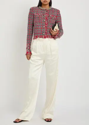SELF-PORTRAIT Tailored Straight-leg Satin Trousers