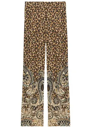 Etro Leopard-print Straight-leg Silk Trousers - Multicoloured