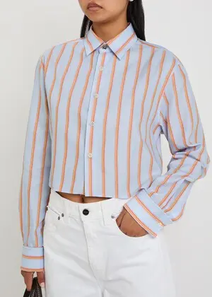 JW Anderson Striped Cropped Cotton-poplin Shirt