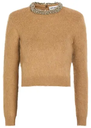 SELF-PORTRAIT Bead-embellished Knit Jumper - Brown