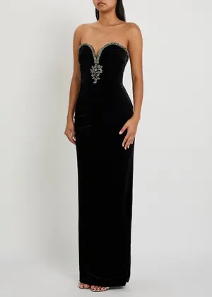 SELF-PORTRAIT Embellished Velvet Gown