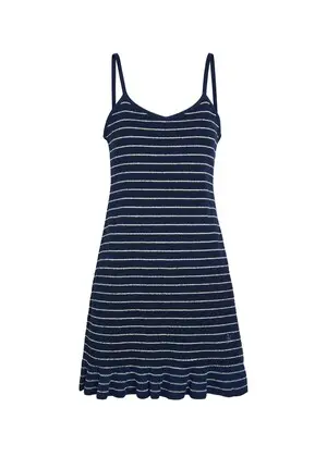 JW Anderson Striped Terry Mini Dress With Embroidered Logo And Ruffled Hem