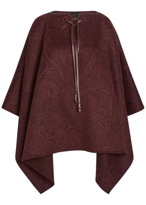 Etro Paisley-print Wool-blend Cape - Burgundy