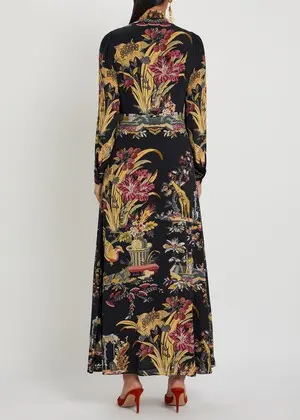 Etro Floral Print Chiffon Midi Dress