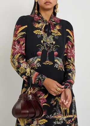 Etro Floral Print Chiffon Midi Dress