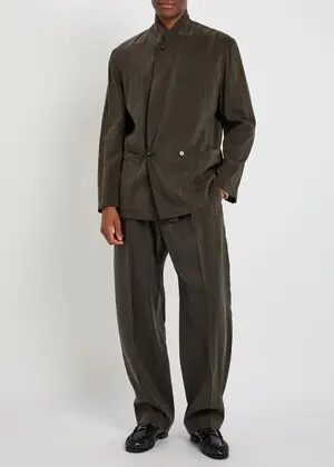 LEMAIRE Double-breasted Silk-blend Blazer - Brown Dark