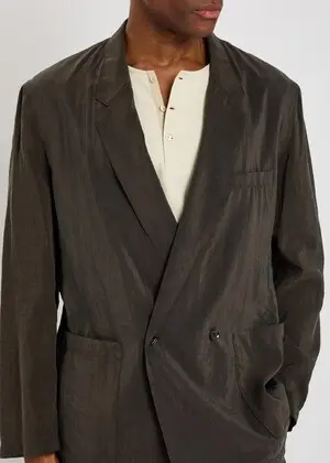 LEMAIRE Double-breasted Silk-blend Blazer - Brown Dark
