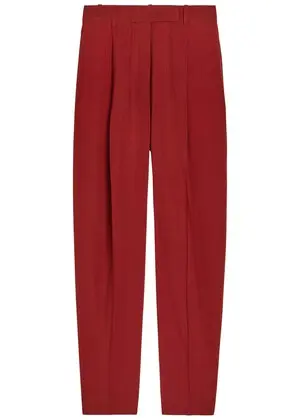 RÓHE Daria Pleated Wool Trousers - Red