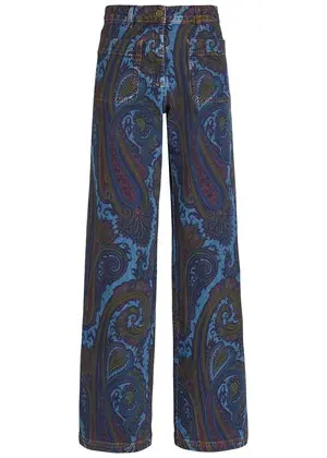 Etro Paisley-print Wide-leg Jeans - Denim
