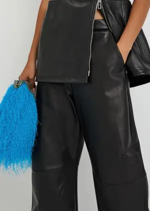 Sportmax Barrel-leg Leather Trousers With Crystal Embellishment