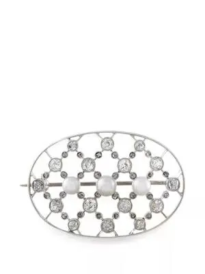 LB EXCLUSIVE Openwork Diamond And Pearl Brooch