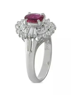LB EXCLUSIVE Oval-cut Ruby And Diamond Ring In Platinum - Silver
