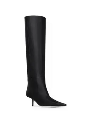 Saint Laurent Pointed-toe Knee-high Boots - Black