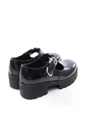 Givenchy Leather Round Toe Buckle Platform Block Heel Shoes
