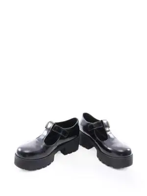 Givenchy Leather Round Toe Buckle Platform Block Heel Shoes