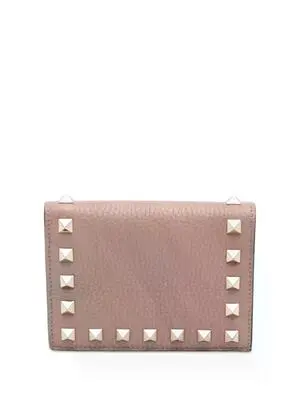 Valentino Garavani 2018-2026 Leather Rockstud Compact Wallet Small Wallets - Pink