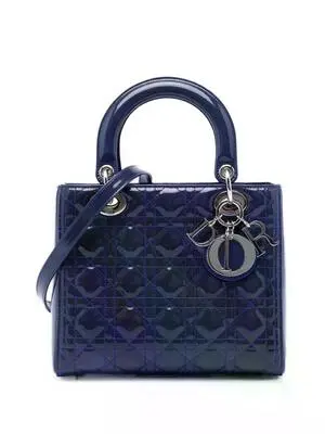 Dior 2015 Medium Patent Cannage Lady Satchel - Blue
