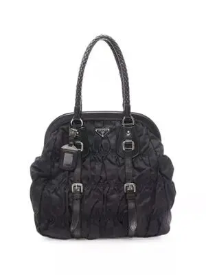 Prada 2000s Gathered-detail Tote Bag - Black
