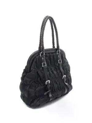 Prada Gathered Detail Tote Bag - Black
