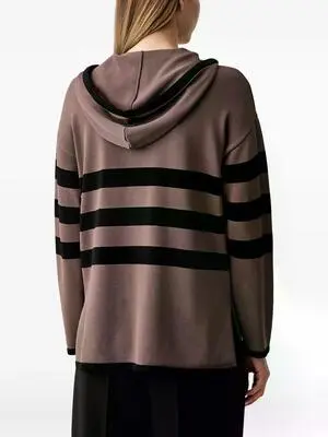 Joseph Ribkoff Rhinestone Embellished Striped Hoodie