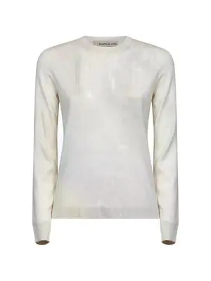 BLANCA VITA Ribbed-trim Fine-knit Top
