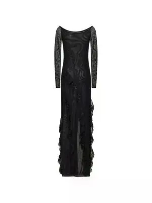 ALINA Sequin-embellished Ruffled Maxi Dress - Black