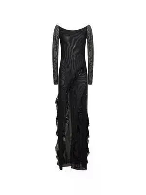 ALINA Sequin-embellished Ruffled Maxi Dress - Black