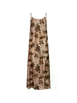UMA WANG Anaya Floral Pattern Flared Maxi Dress - Brown