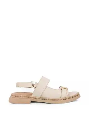 SERGIO MORETTI FIRENZE Logo-plaque Touch-strap Sandals - Neutrals