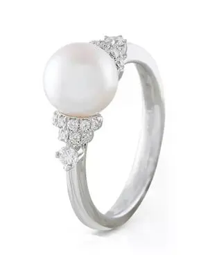 ASSAEL 18k White Gold Pearl And Diamond Ring