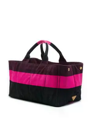 Prada Large Striped Canvas Tote