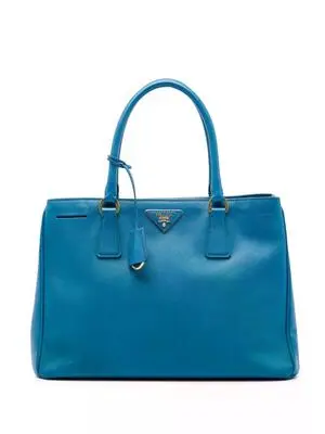 Prada 2010-2026 Medium Saffiano Lux Galleria Satchel - Blue
