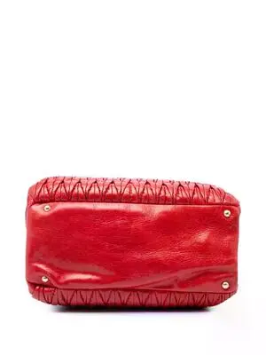 Miu Miu Matelassé Nappa Lux Bauletto Convertible Handbag Satchel - Red