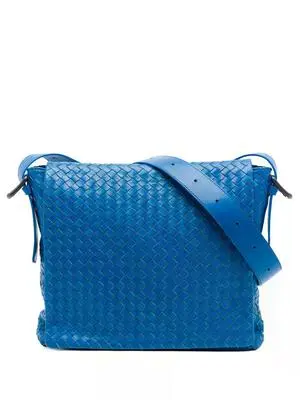 Bottega Veneta 2012-2026 Nappa Intrecciato Flap Crossbody Bag - Blue