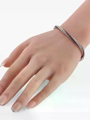 ASSAEL 18k White Gold Diamond And Ruby Snake Bracelet - Silver