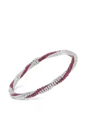 ASSAEL 18k White Gold Diamond And Ruby Snake Bracelet