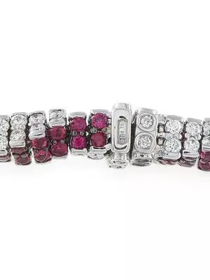 ASSAEL 18k White Gold Diamond And Ruby Snake Bracelet