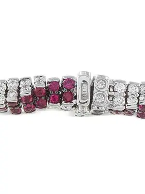 ASSAEL 18k White Gold Ruby And Diamond Snake Bracelet