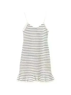JW Anderson Striped Ruffled Mini Dress - Neutrals